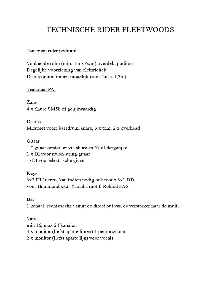 Fleetwoods Technische Rider | PDF
