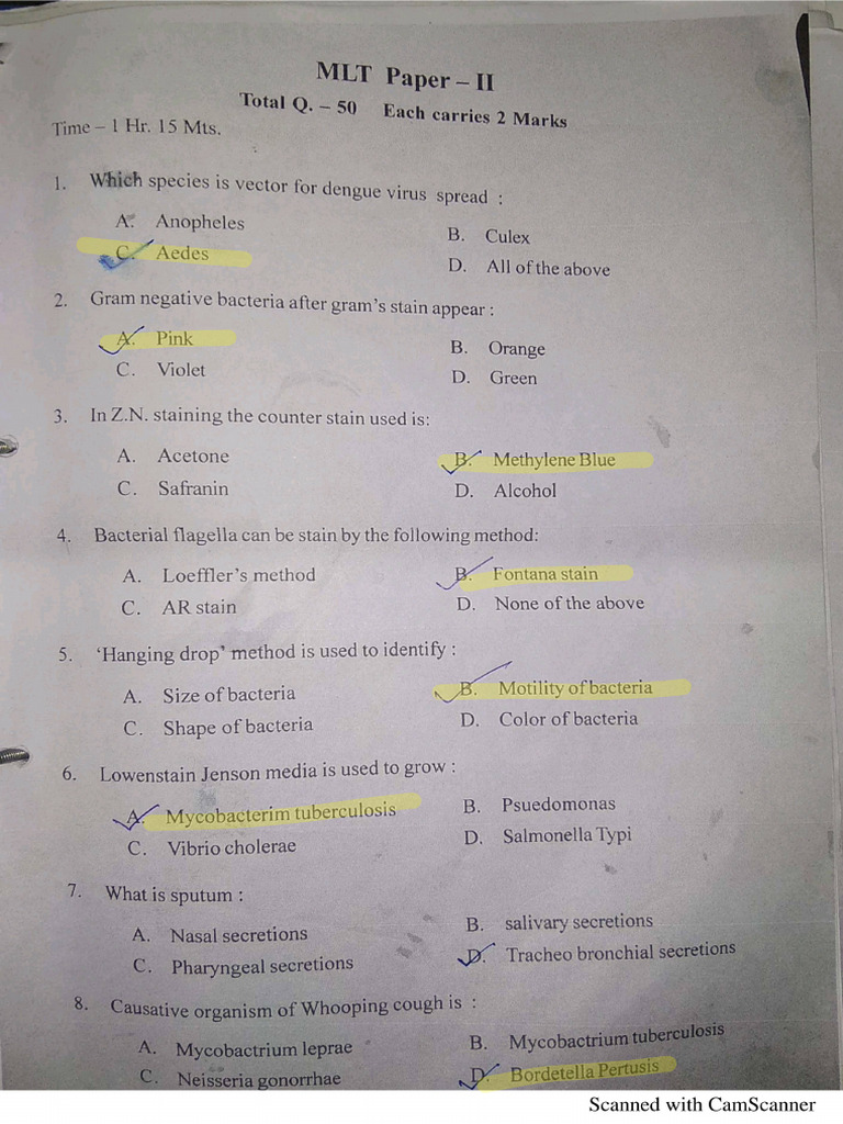 DMLT Paper2 2017year Previous Question | PDF