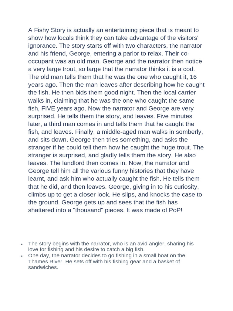 The Humorous Tale of "A Fishy Story" | PDF | Angling | Fish And Humans