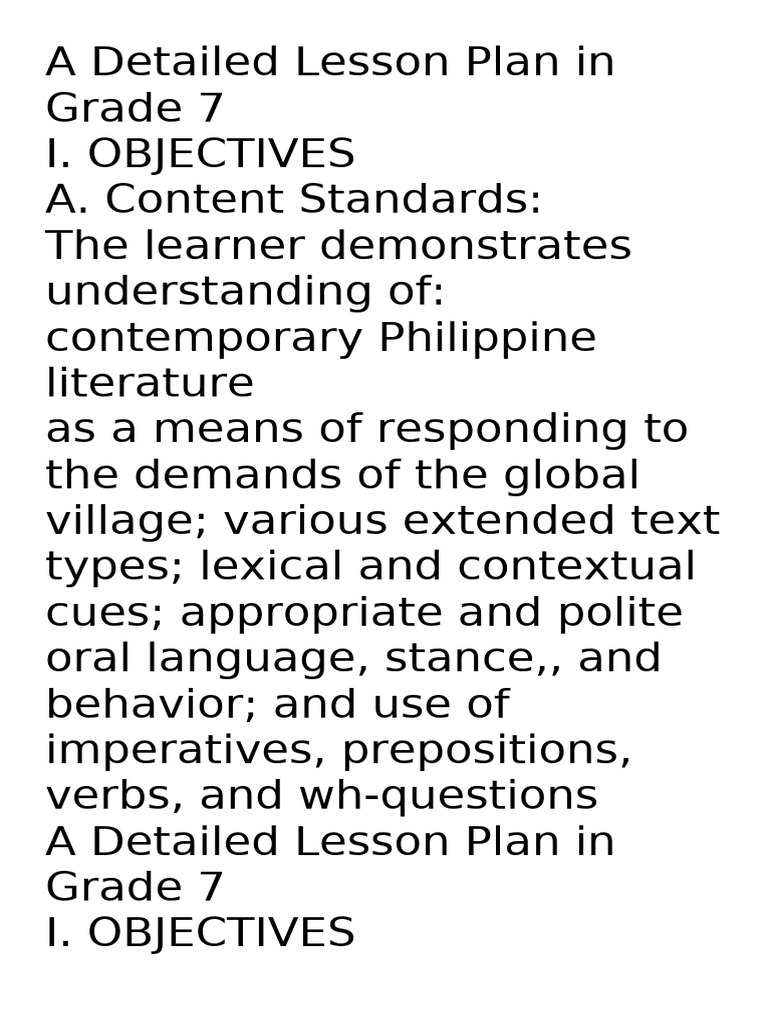 Grade 7 & 9 Lesson Plans on Literature | PDF | Learning | English Language