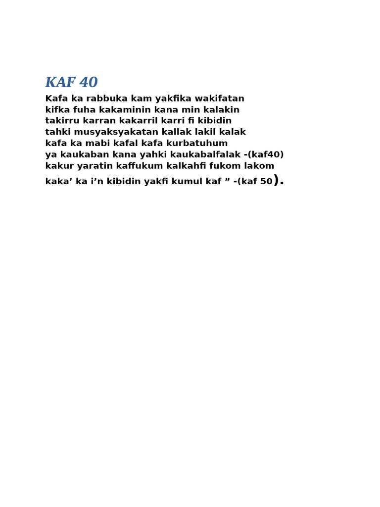 Kaf 40 | PDF