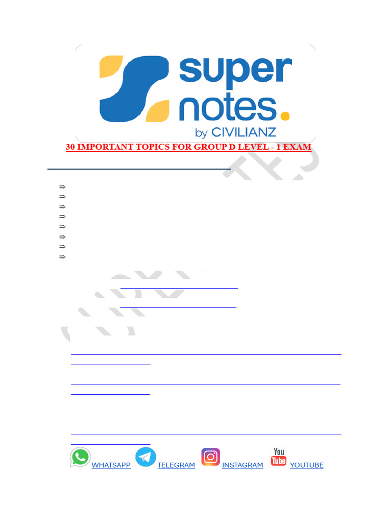 30 Important Topics For Group D Exam | PDF | Science