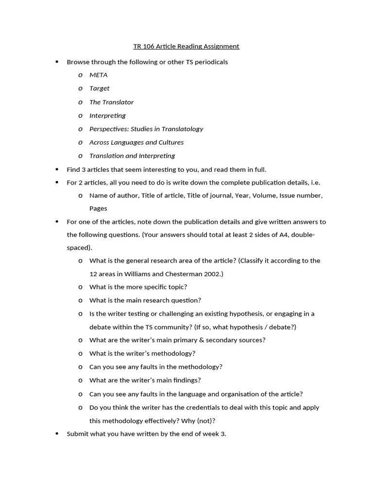 Translation Studies Assignment | PDF