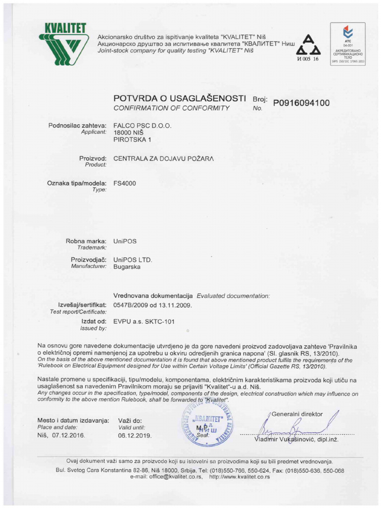 Kvalitet FS4000 LVD | PDF
