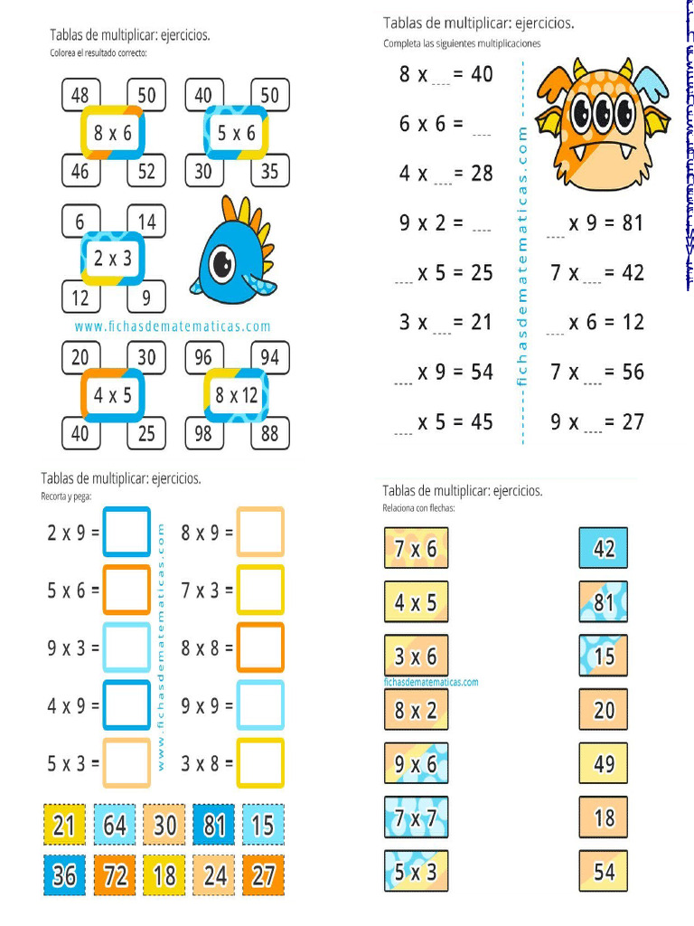 fdm0031-ejercicios-tablas-m-fichasdematematicascom | PDF