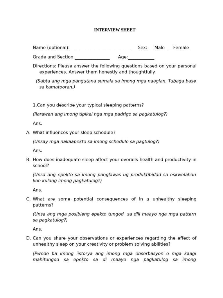 questionnaire | PDF