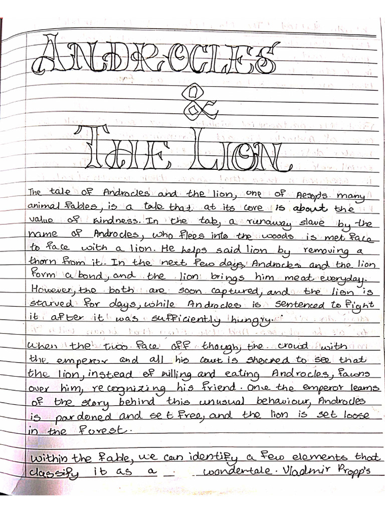 Androcles and The Lion - Essay | PDF