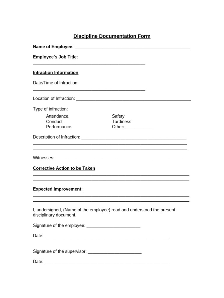 Discipline Documentation Form | PDF