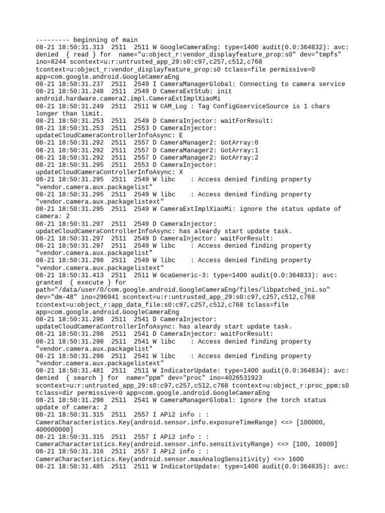 Camera Service Log Analysis | PDF | Computer Programming | Software