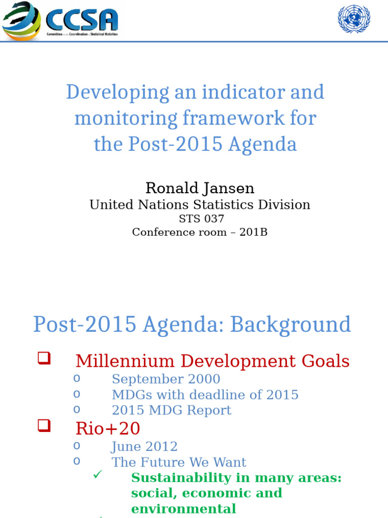 Presentation UNSD Jansen | PDF | Millennium Development Goals | Economies