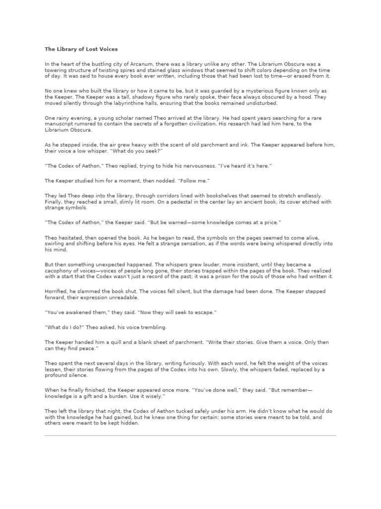 The Library of Lost Voices Unveiled | PDF