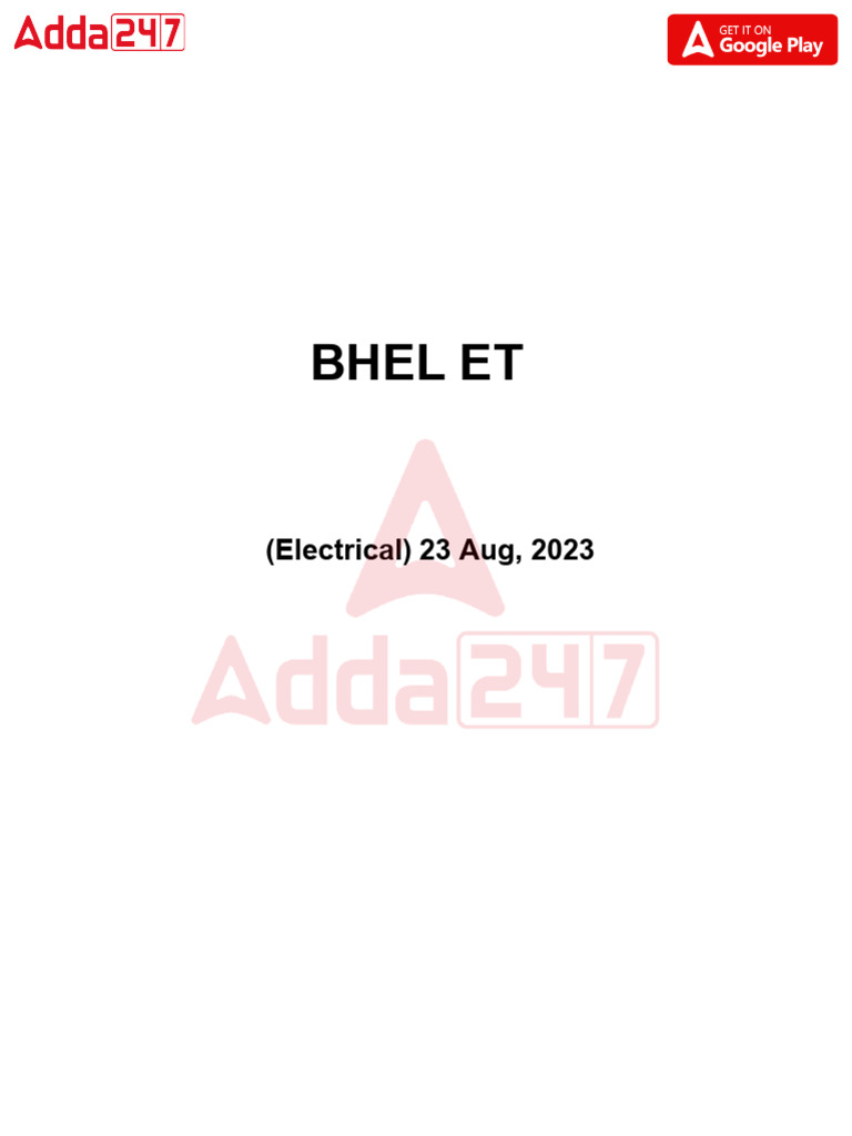 BHEL Engineer Trainee Exam Paper 2023 | PDF