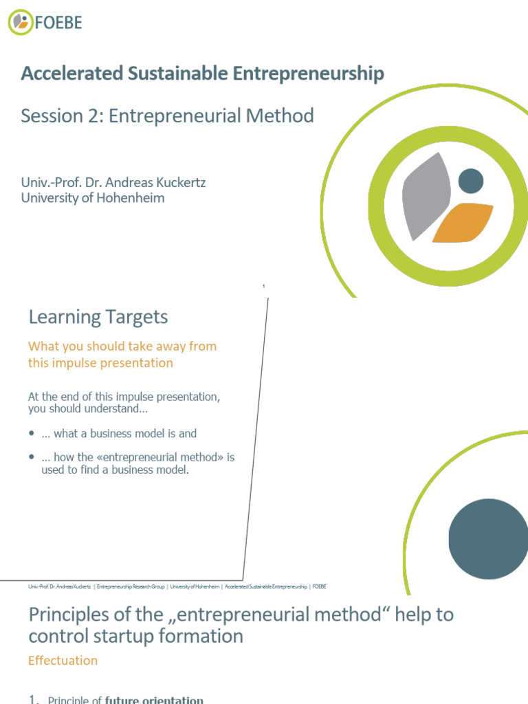 05 Entrepreneurship Entrepreneurial Method New Skript | PDF ...