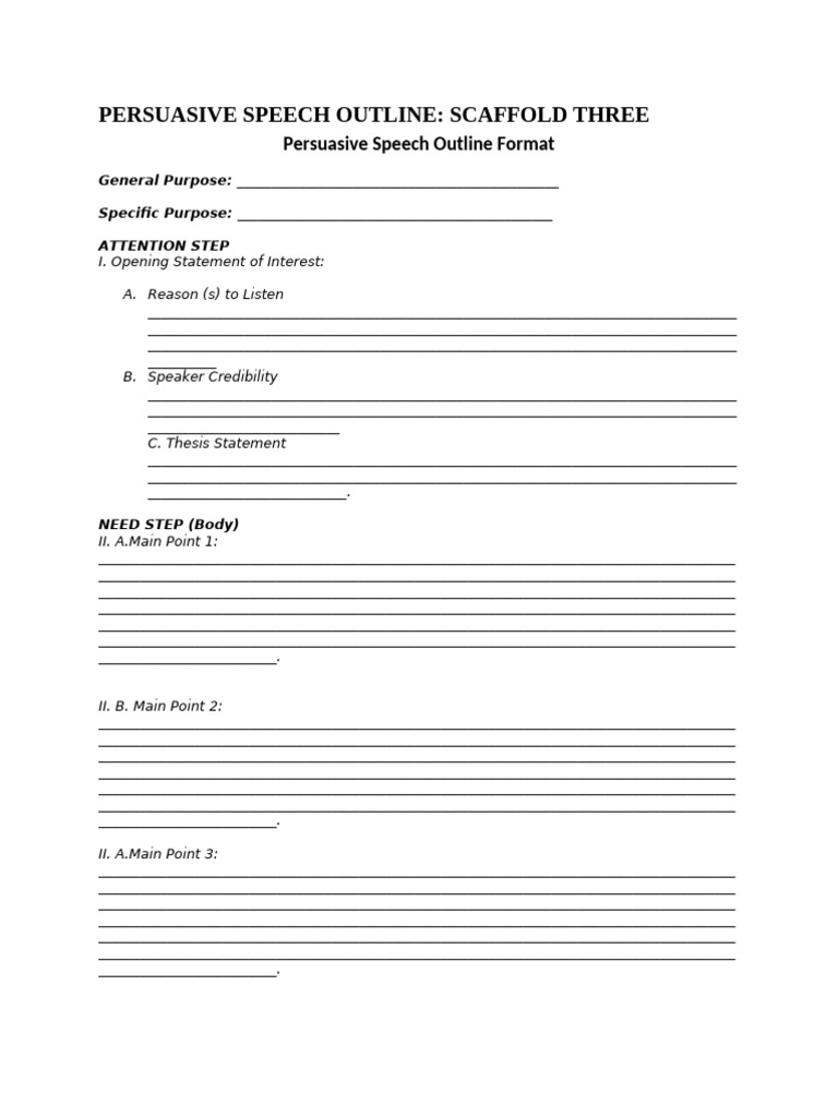 Persuasive Speech Outline Guide | PDF | Human Communication