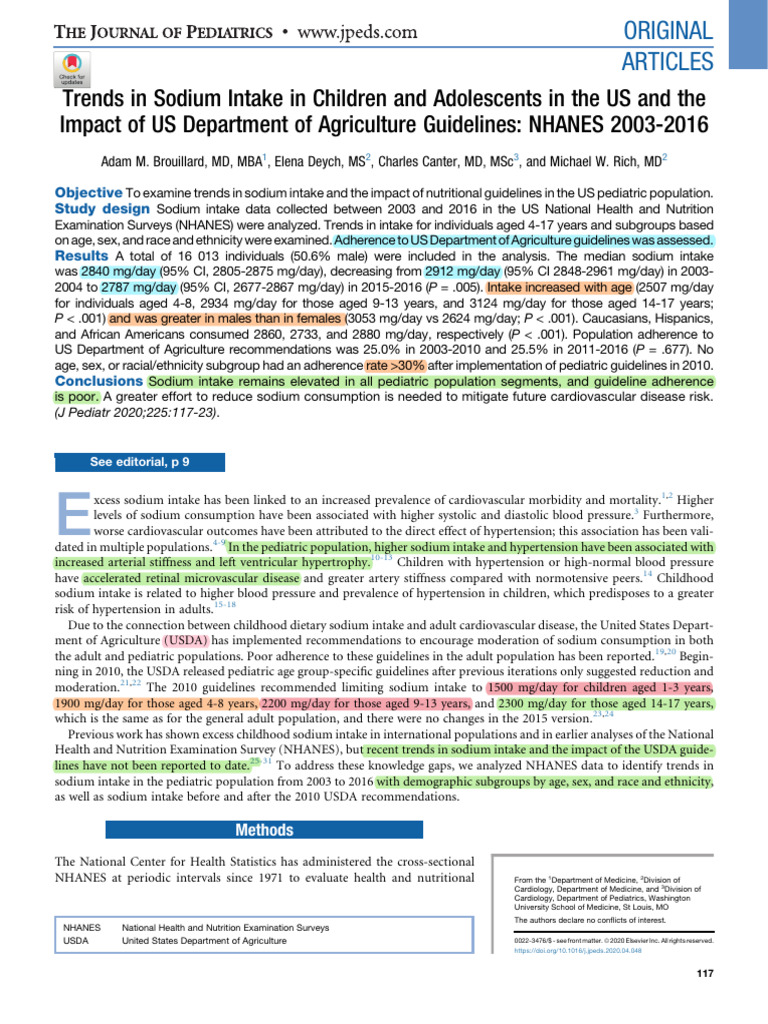 Trends in Sodium Intake in Children and Adolescents in The US and ...