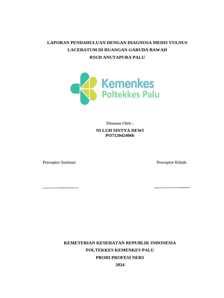 Laporan Diagnosa Vulnus Laceratum | PDF