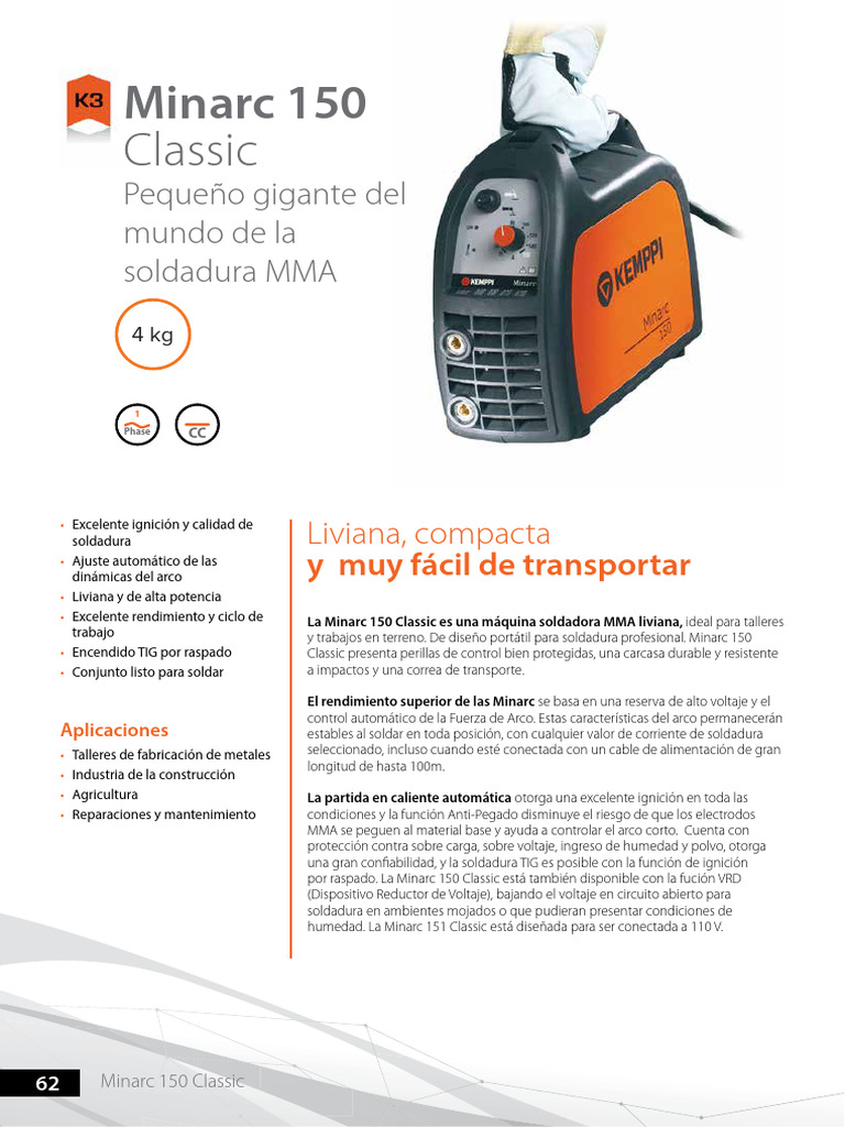 Minarc 150 Classic: Soldadora Portátil | PDF | Soldadura | Construcción