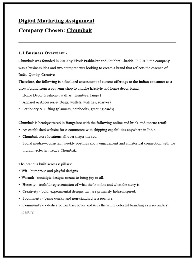 Chumbak Digital Marketing Strategy Guide | PDF | Advertising | Search ...