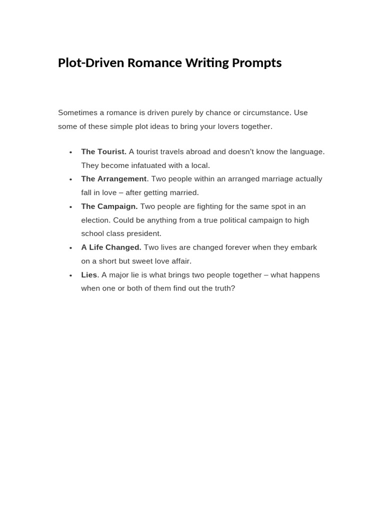 Writing Prompts 2 For Romance | PDF