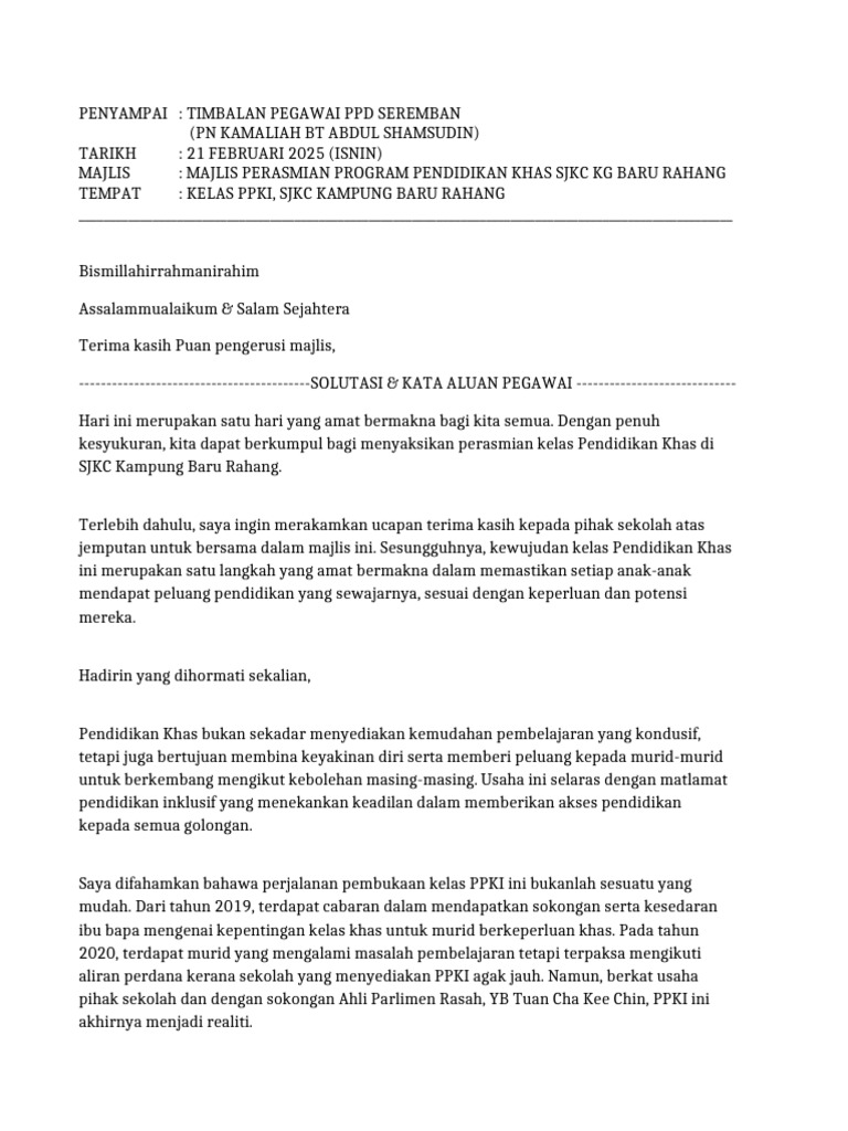 Ucapan PPD Perasmian PPKI | PDF