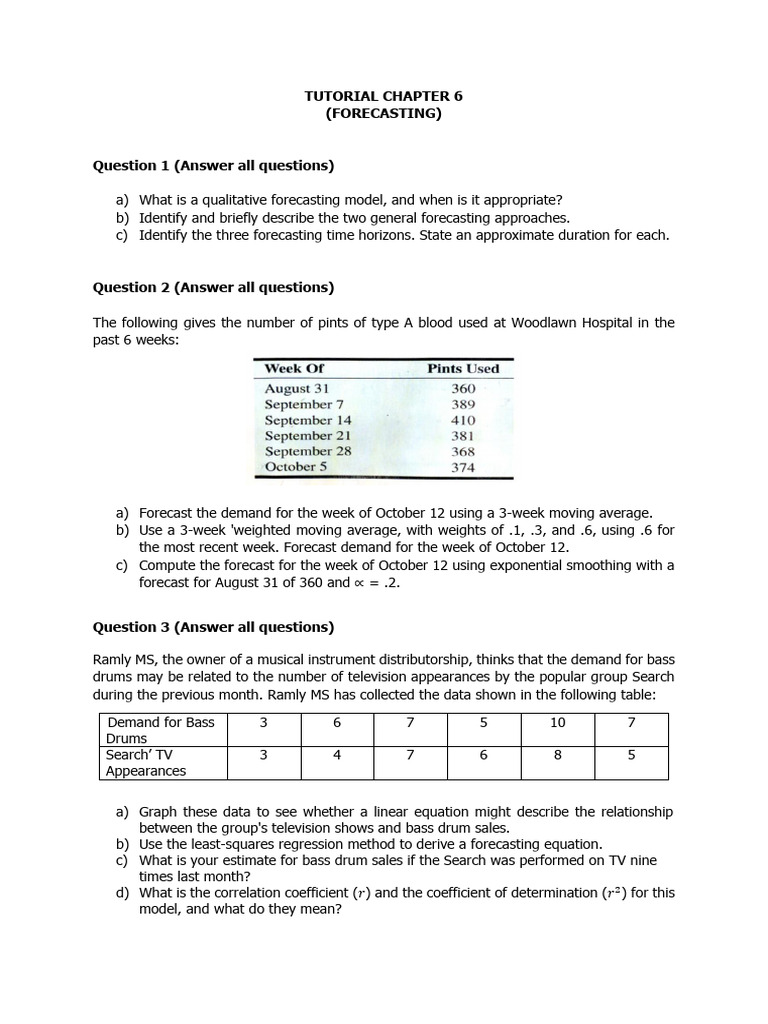 TUTORIAL CHAPTER 6 (Questions Only) | PDF
