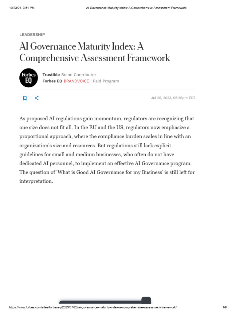 AI Governance Maturity Index Explained | PDF | Institutional Review ...