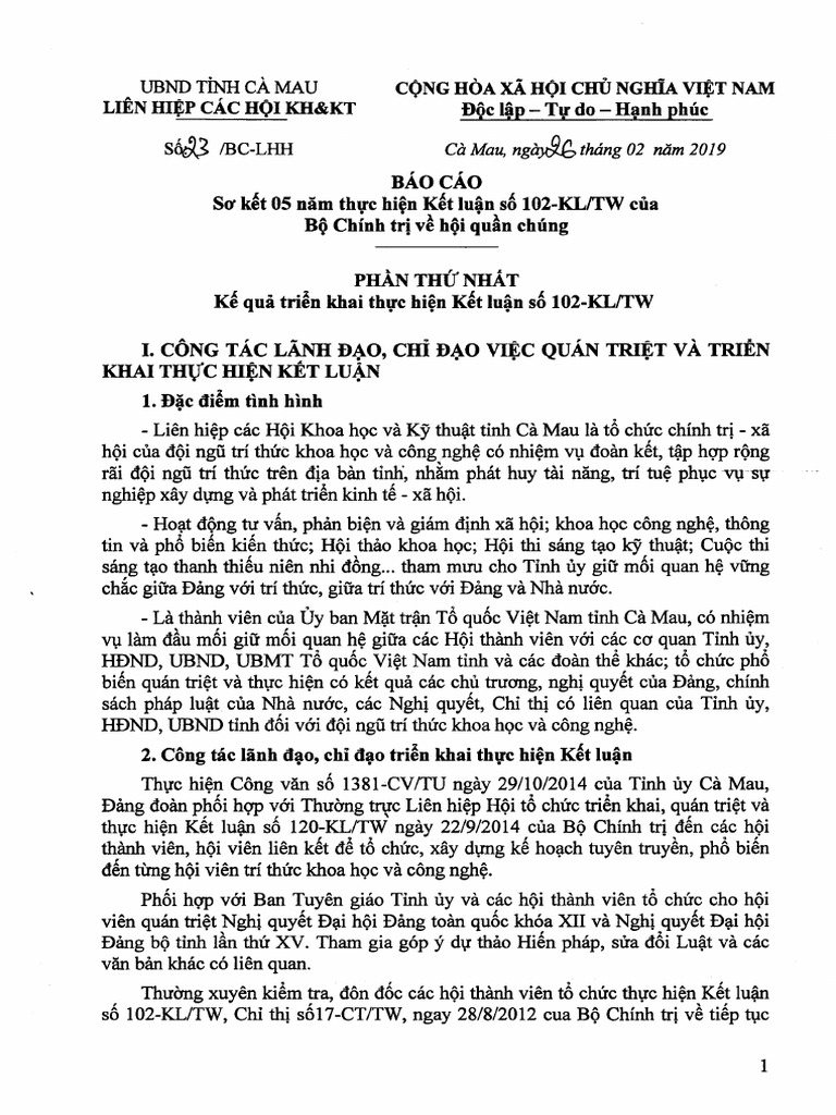 23 BC LHH Bao Cao So Ket 05 Nam Ket Luan 102 | PDF