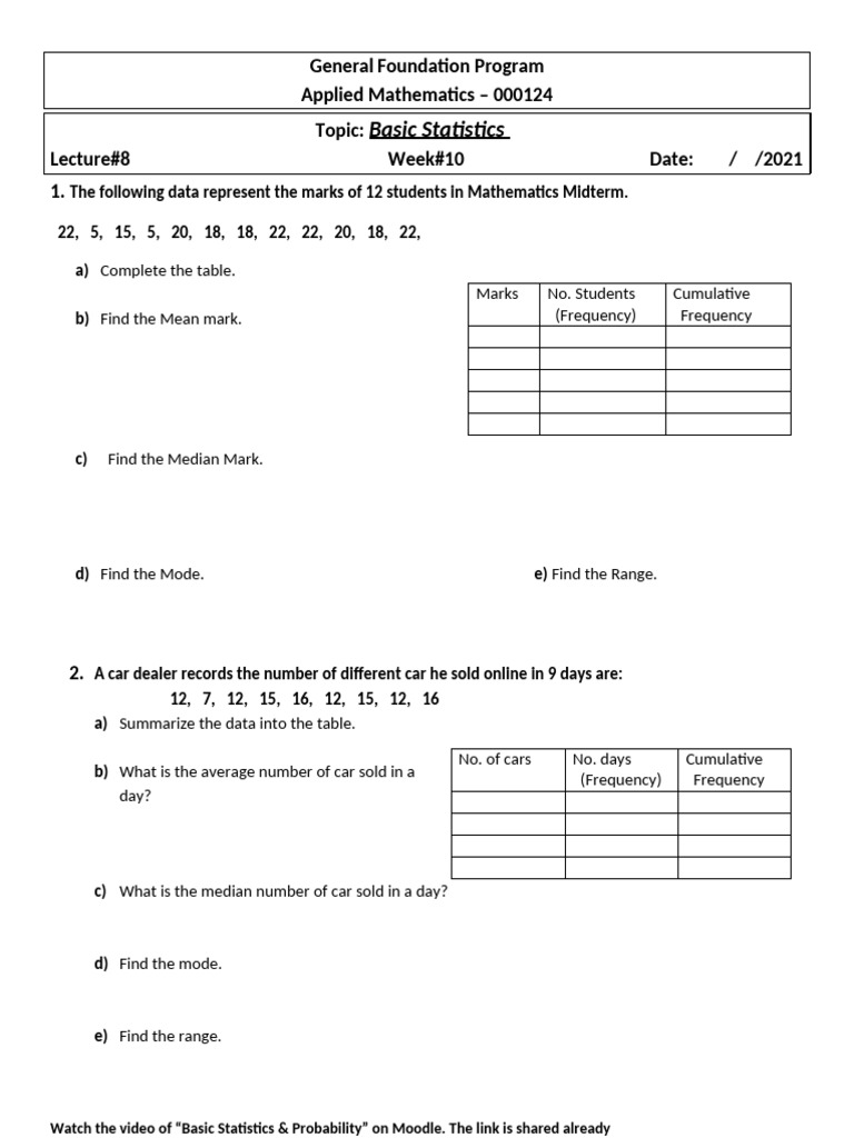 Lecture#9.1 - Basic Statistics | PDF