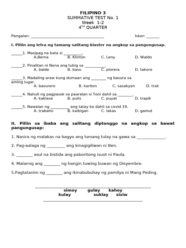 Fil3 ST1 Q4 | PDF