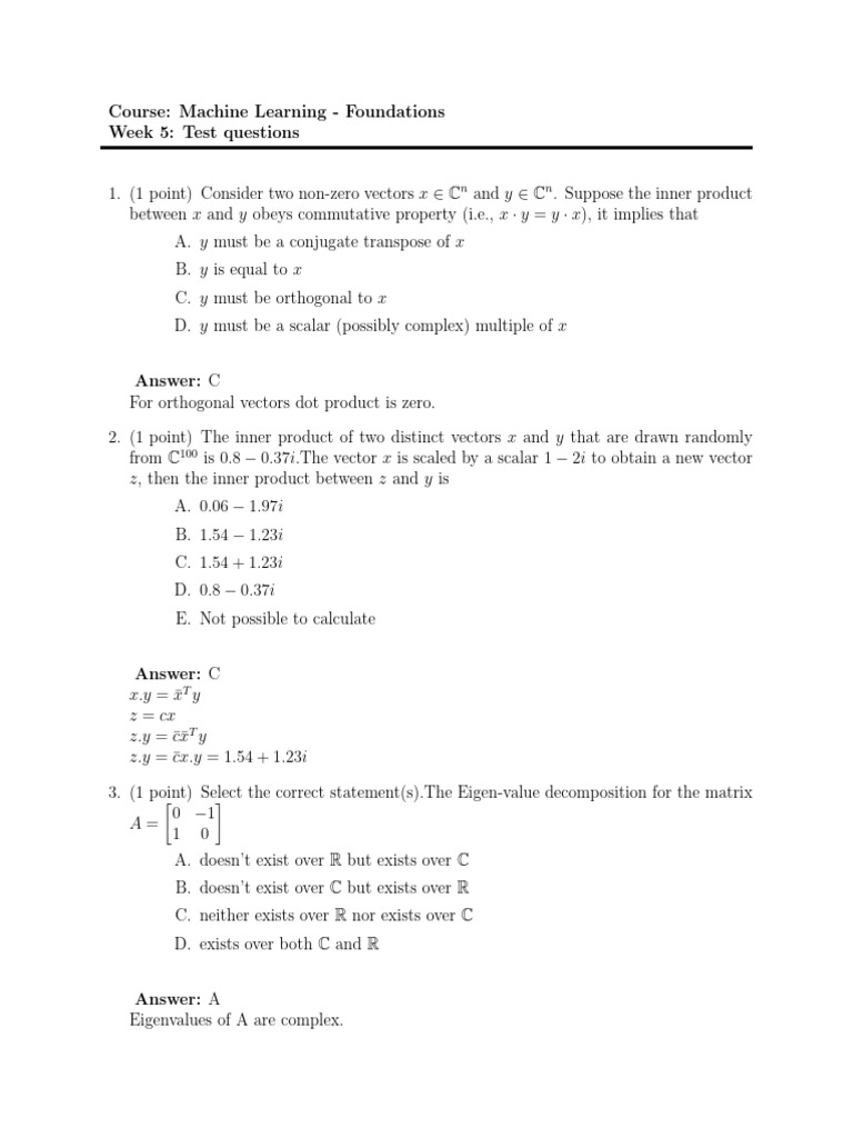 MLF - GA (Week 5) | PDF | Eigenvalues And Eigenvectors | Mathematical Physics