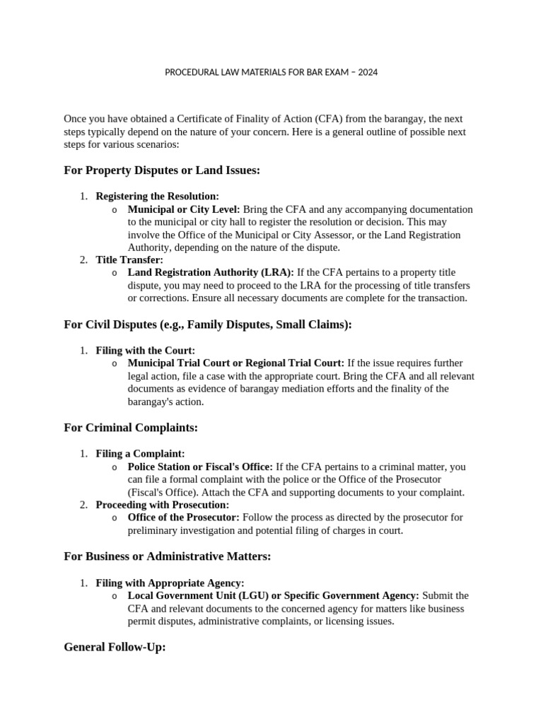2024 Bar Exam Procedural Law Guide | PDF | Prosecutor | Trials