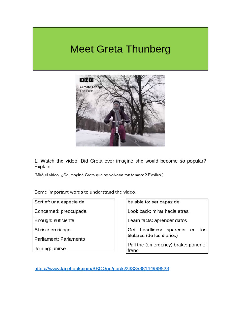 Meet Greta Thunberg Pdf Language Mechanics Language Families