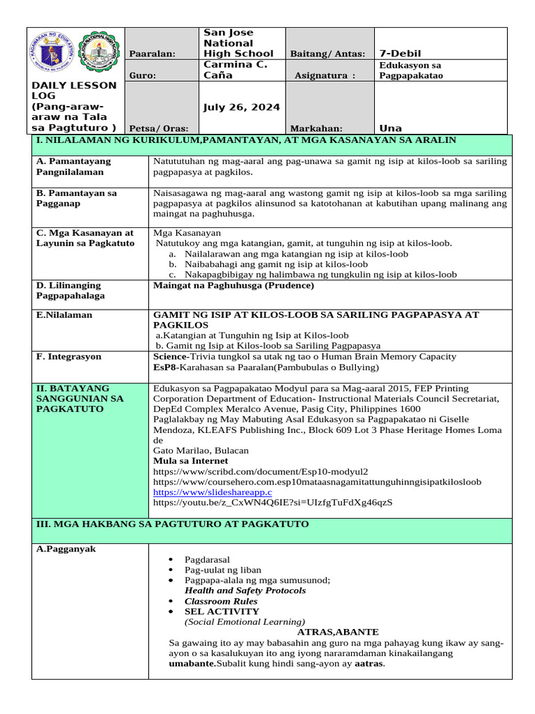 Demo Matatag LP | PDF