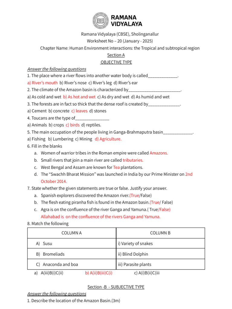 ANS KEY 20 - Human Environment Interactions - The Tropical and The ...