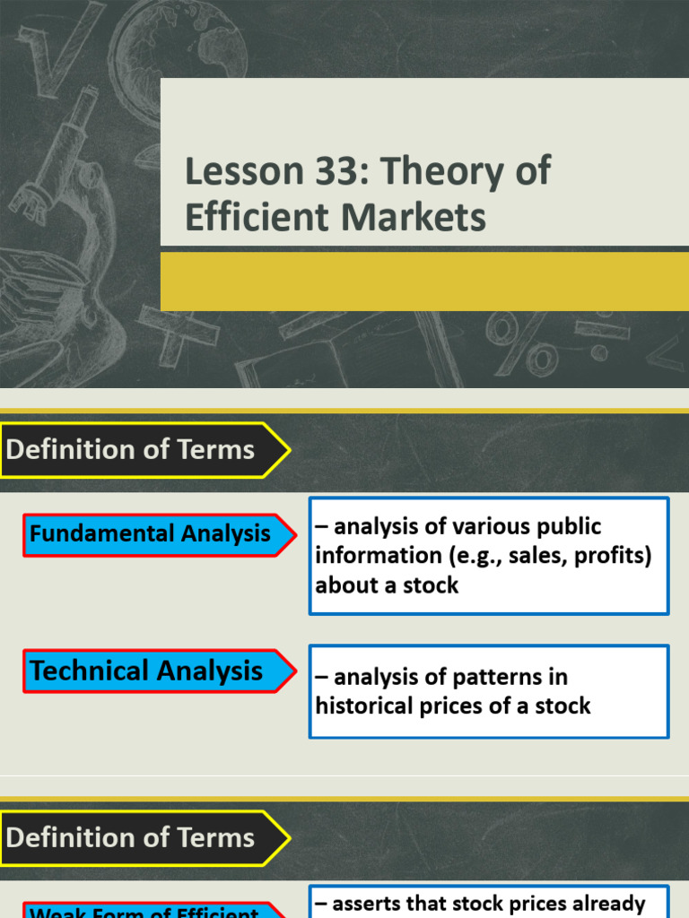 Lesson 33 Theory of Efficient Markets | PDF | Efficient Market ...