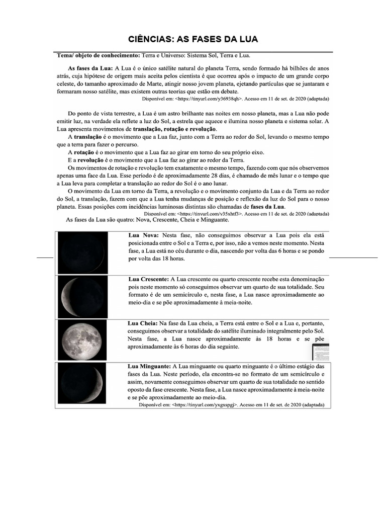 texto fases da lua | PDF