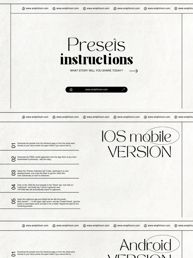 Emphirium™ Presets - INSTRUCION PDF | PDF | Mobile App | Mobile Computers
