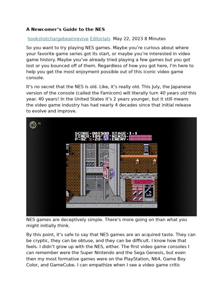 A Newcomer's Guide To The NES | PDF | Video Game Consoles | Nintendo