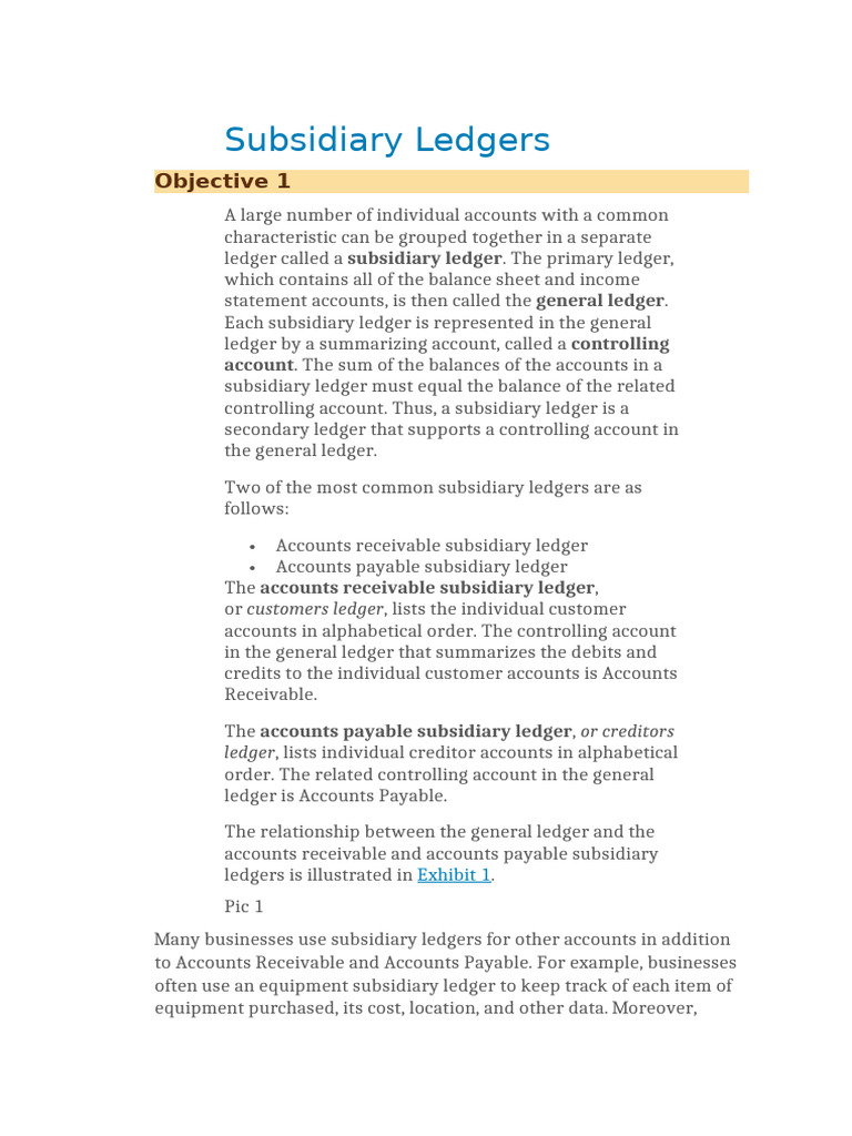 Subsidiary Ledgers | PDF | Debits And Credits | Business Economics