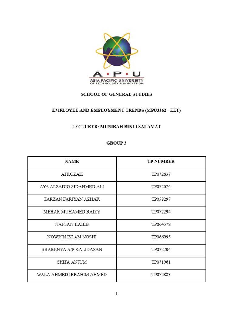EET Group 3 Report and Presentation Slides | PDF | Employment | Recruitment