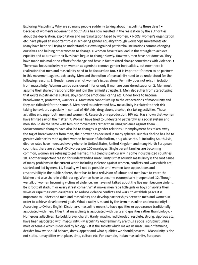 Exploring Masculinity Why Are So Many People Suddenly Talking About Masculinity These Days | PDF ...