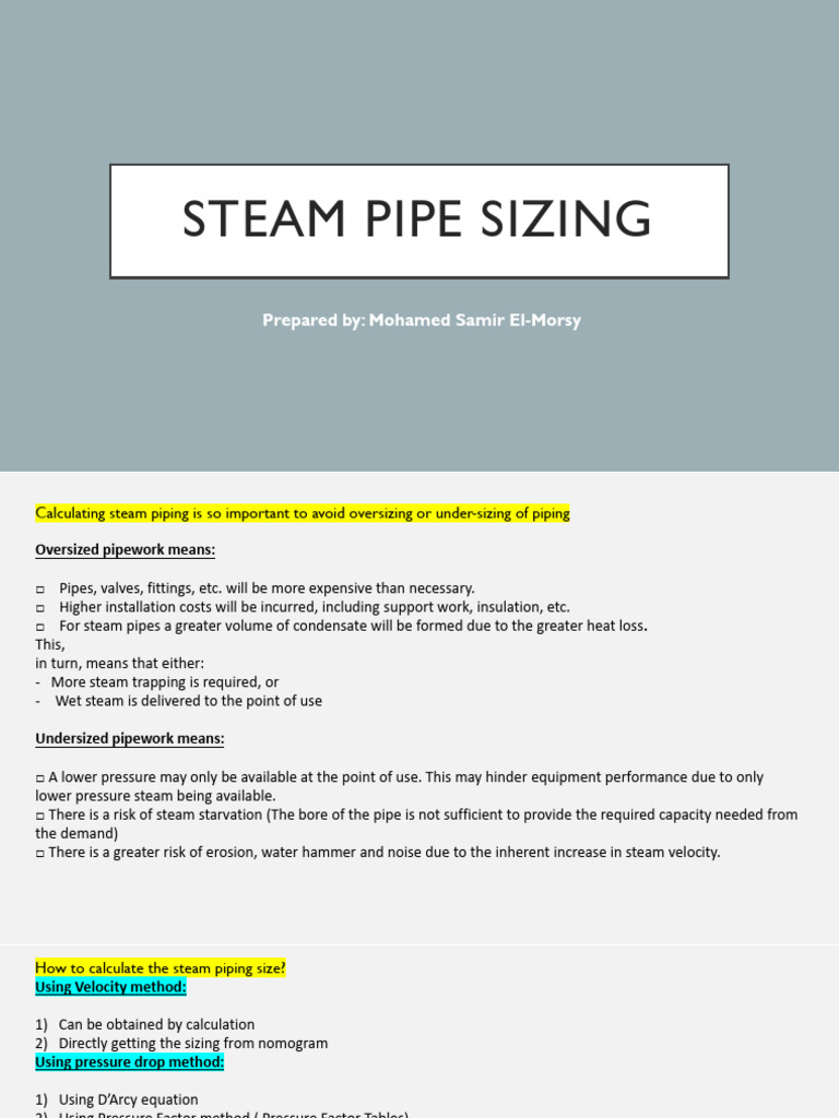 Calculate The Size of Steam Piping | PDF | Steam | Boiler