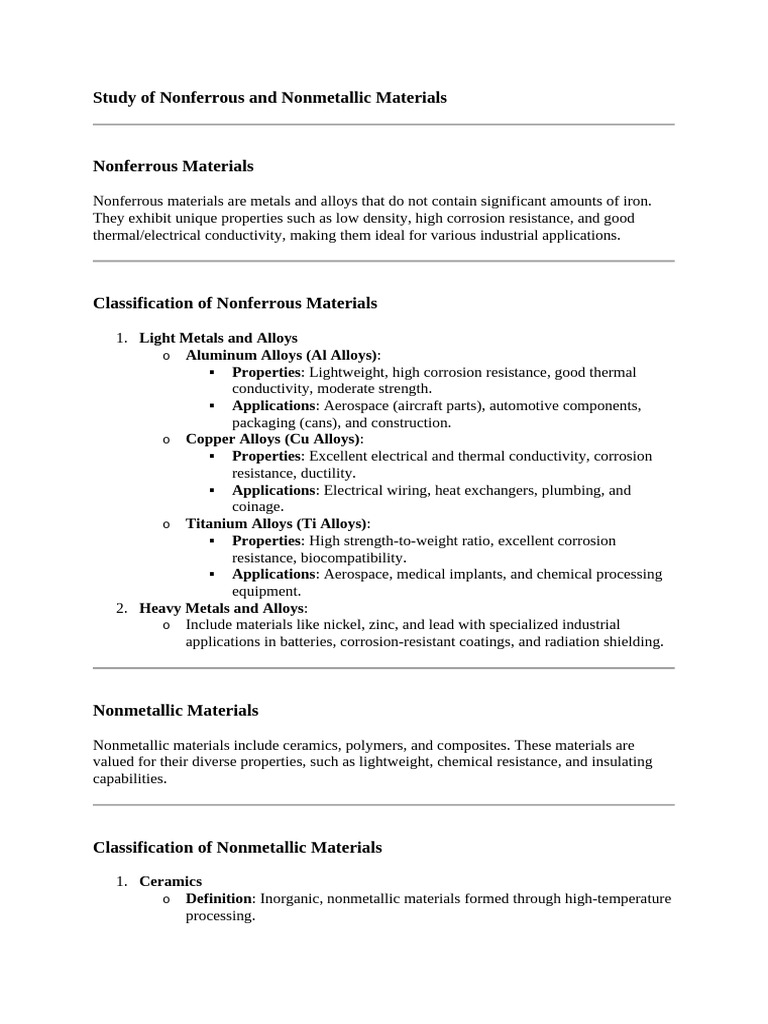 Study of Nonferrous and Nonmetallic Materials MODULE 6 | PDF | Metals | Titanium