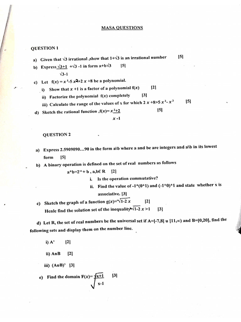Ma110 Masa Test 2025 | PDF