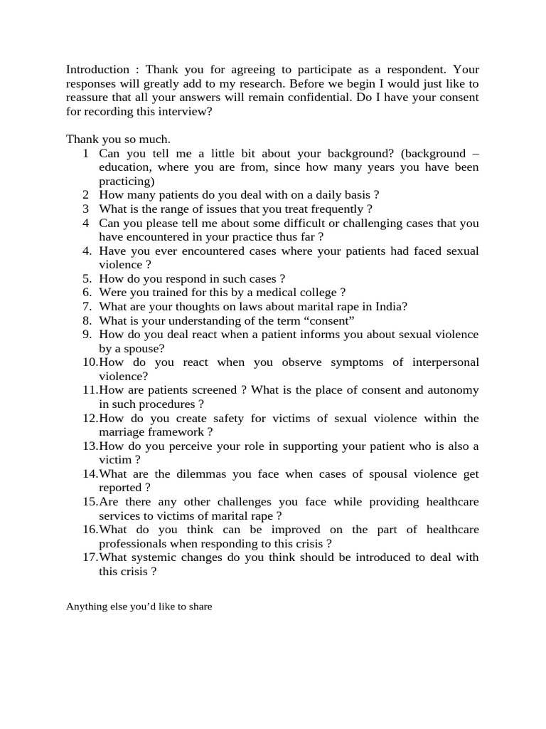 Interview Guide - RM Final | PDF