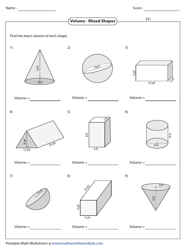 Volume Calculation Worksheets | PDF