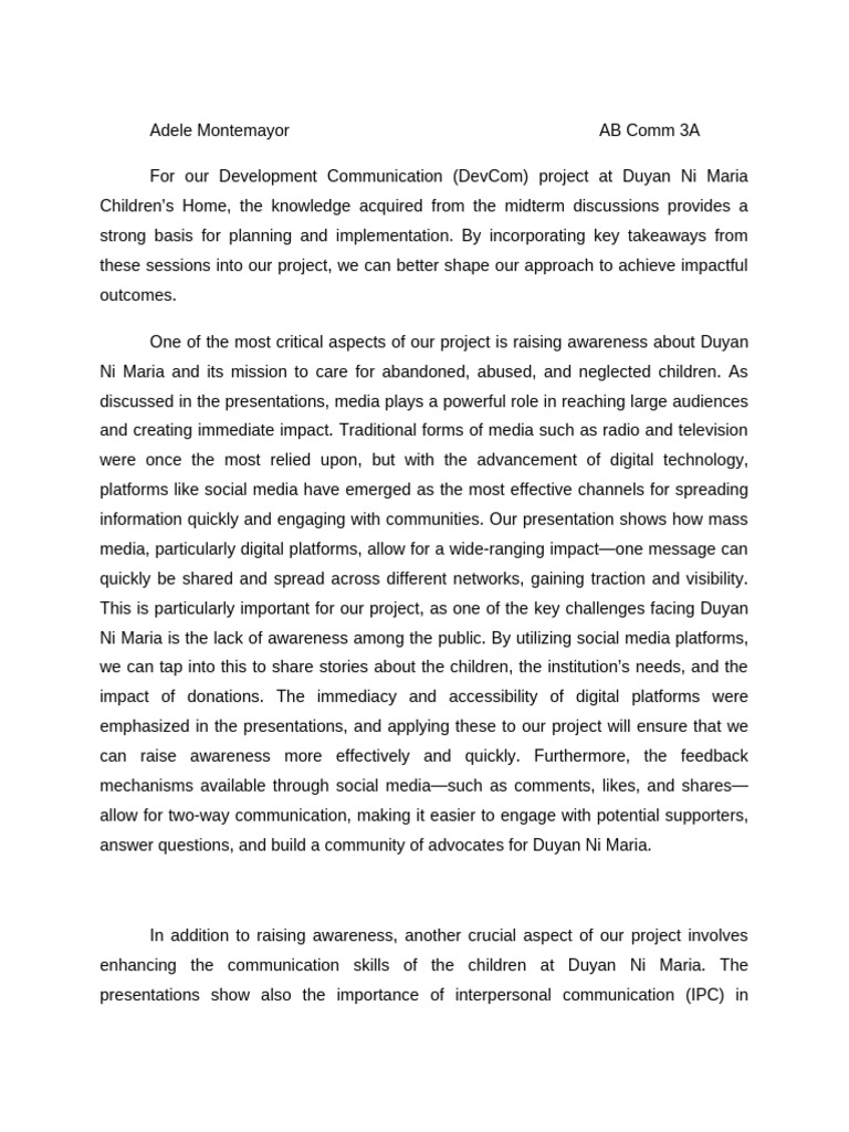 Devcom Project in Replacement of Reporting | PDF | Communication ...