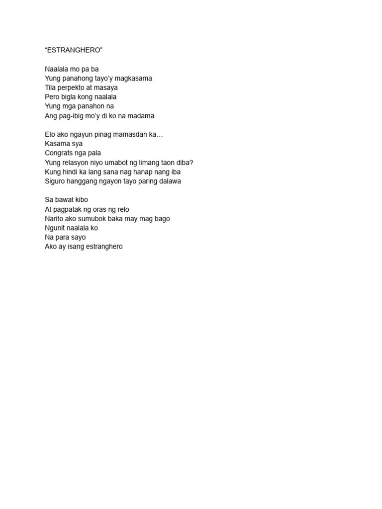 Estranghero Poem | PDF