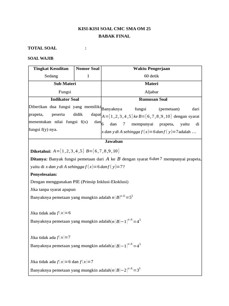 Tabel Soal Final | PDF