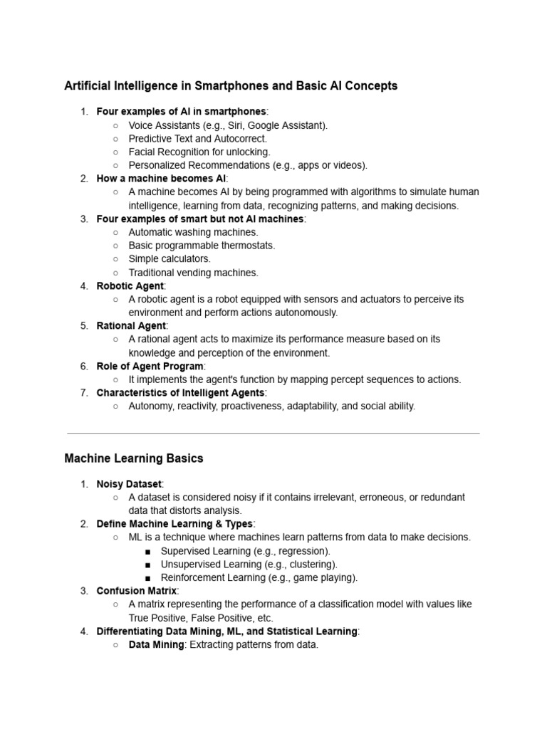 AIML QB Solutions First Cie | PDF | Machine Learning | Artificial Intelligence